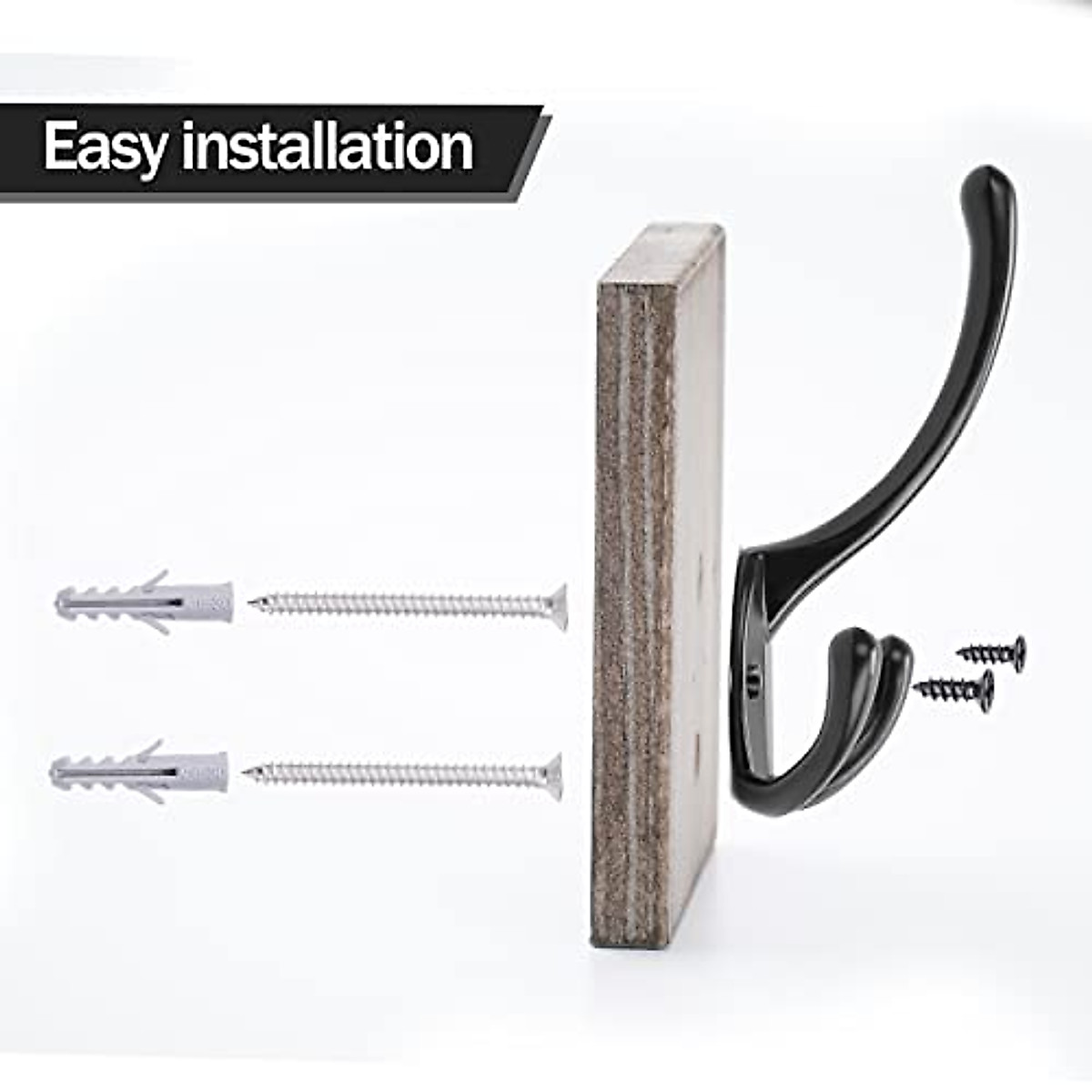 OLBET Rustic Farmhouse Towel Hooks for Bathroom Wall Mounted - Rustic Wall Hooks for Hanging Coats - 2 Pack - Retro Iron Wood Hooks - Classical Heavy Duty Hangers for Your House - Weathered White