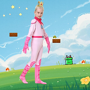 Ratoher Super Brothers Princess Costume for Kids, Peach and Daisy Princess Cosplay Costume for Toddler Girls