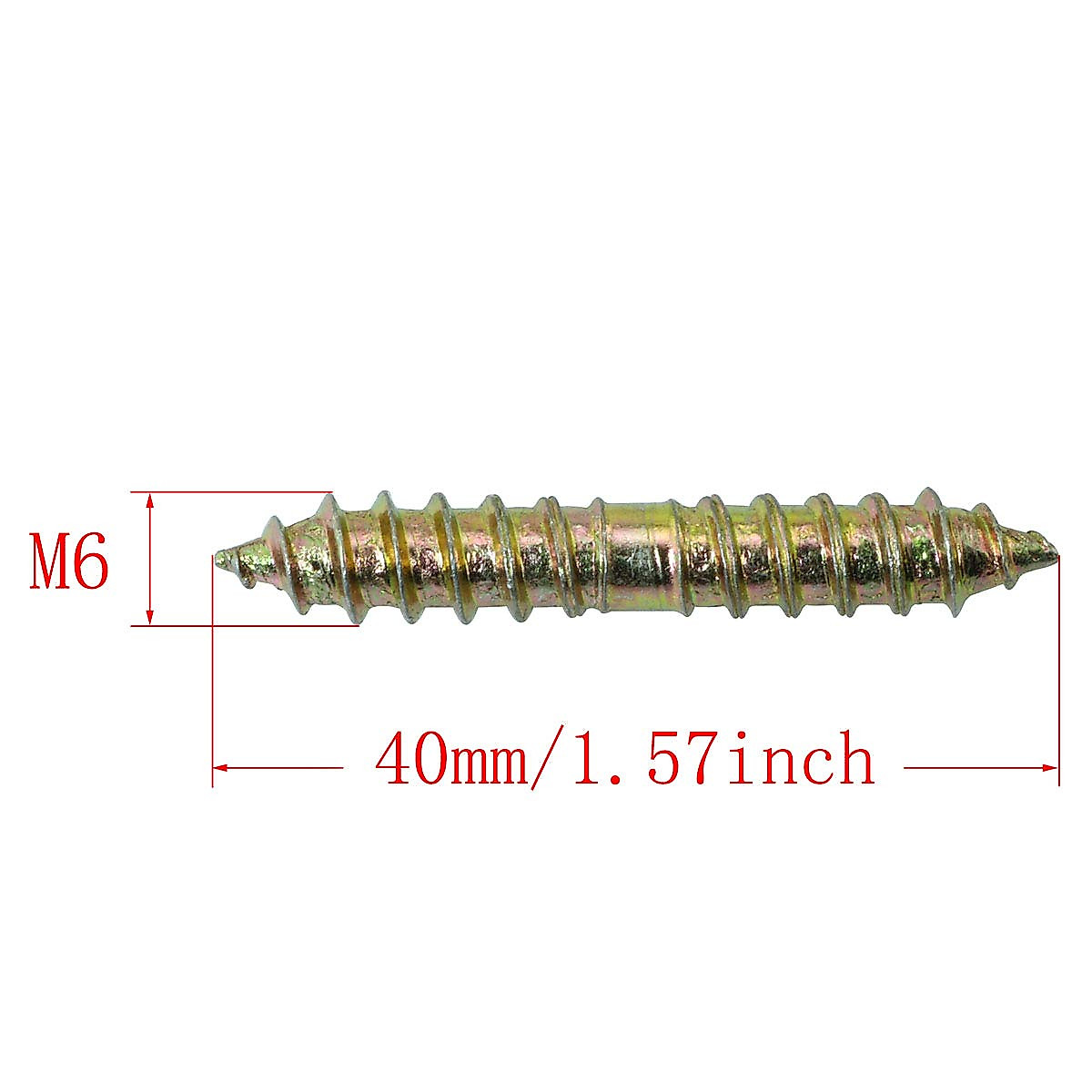 PSCCO 20PCS Dowel Screw Double Ended Wood Woodworking Furniture Connecting Fixing Dowel Screws M6x40mm