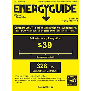 HAILANG 3.2 Cu.ft Mini Fridge with Freezer, 2 Door Compact Refrigerator with Low Noise, For Bedroom, Living Room, Dorm, Kitchen, Office (Black)