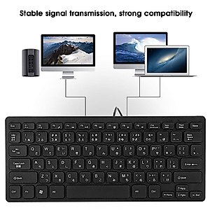 Wired Mini Japanese Keyboard,USB Interface Keyboard with White Japanese Lettering for Computer, Mute Ultra-Thin 78 Key Japanese English Black USB Wired Computer Keyboard(Black)