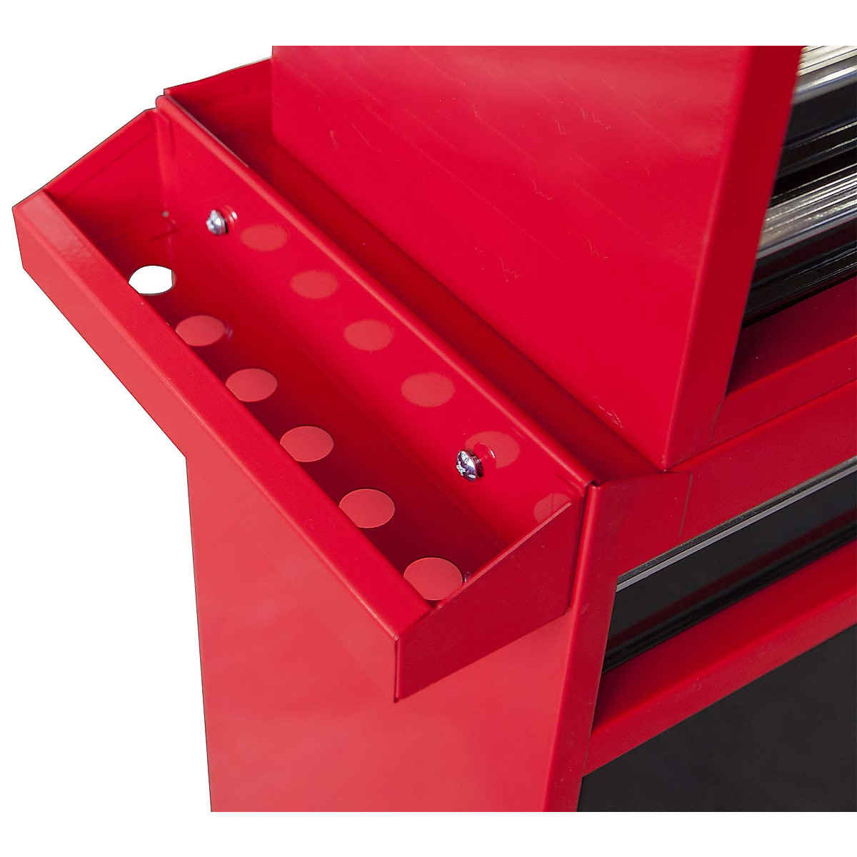 Wolf Rolling Garage Workshop Tool Organizer: Detachable 4 Drawer Tool Chest with Large Storage Cabinet and Adjustable Shelf, Red/Black (WF1204R-RB)