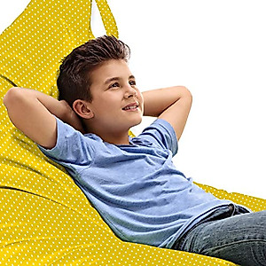 Lunarable Yellow Lounger Chair Bag, Polka Dots on Plain Background Vibrant Vintage Fashion Texture for Home Contemporary, High Capacity Storage with Handle Container, Lounger Size, Yellow