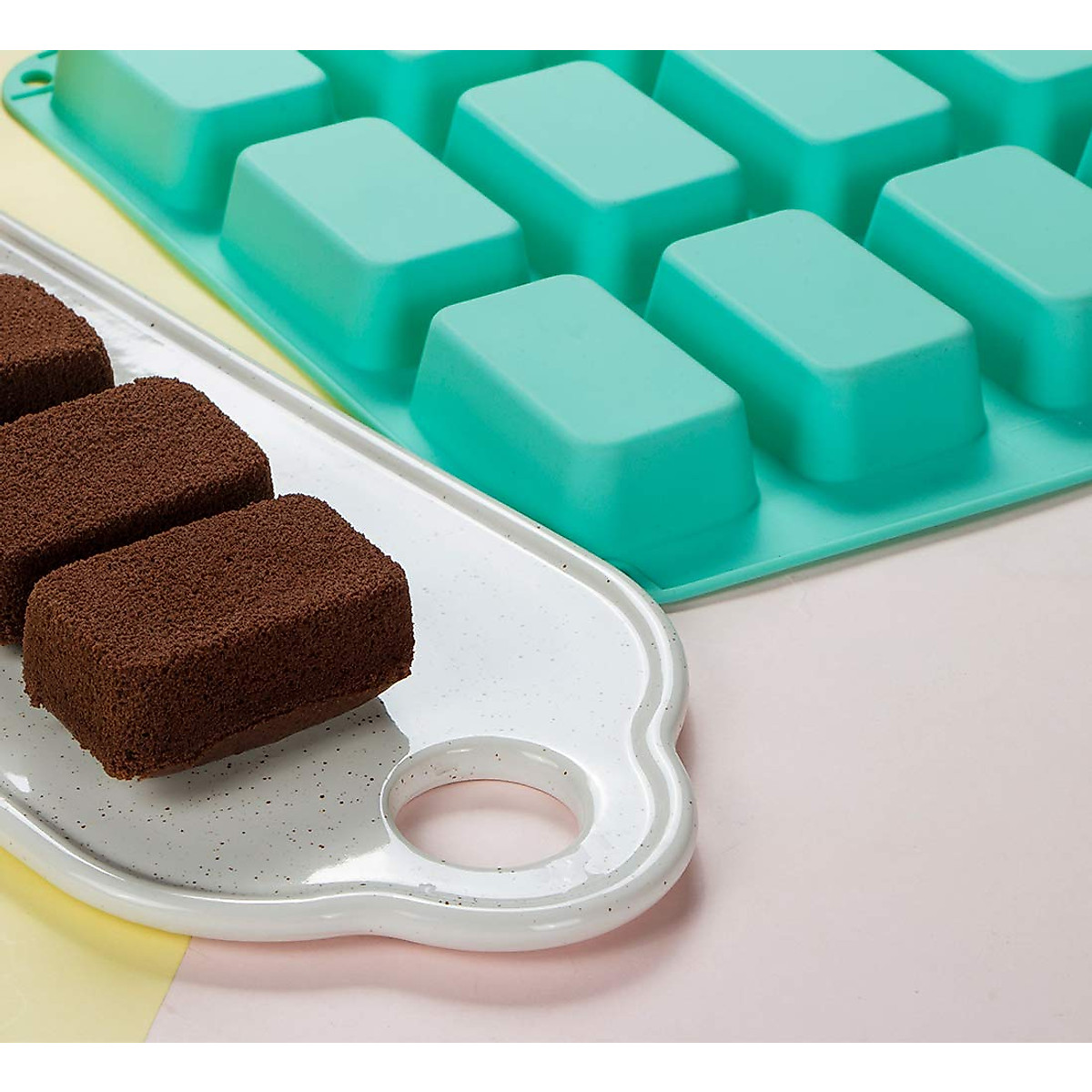 Webake Brownie Pan Silicone Mini Loaf Pan, Rectangular Bar Mold For Cornbread, Soap, Candy, Bread Baking, Butter, Granola Snacks, Keto Fat Bomb and Energy Bar(LFGB Standard)