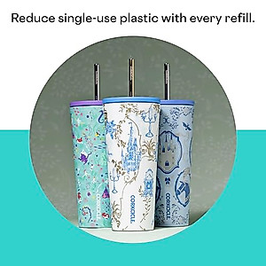 Corkcicle x Disney Princess Ariel Cold Cup Insulated Tumbler with Lid and Straw, 24 oz – Reusable Water Bottle Keeps Beverages Cold 12hrs, Hot 5hrs – Cupholder Friendly, Lid for Flexible Sipping