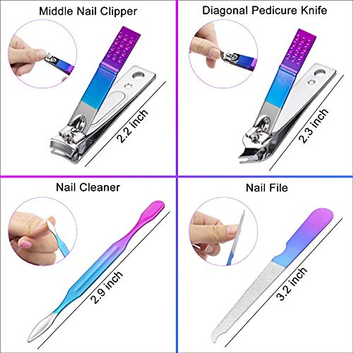 CGBE Manicure Set Nail Clippers Pedicure Kit Men Women Grooming kit Manicure Professional Tools Gift 7Pcs with Luxurious Travel Case