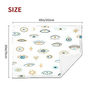 Todeyya Nazar Evil Eye Pattern Throw Blanket - ​Super Soft Flannel Fleece Blanket for Gifts, Plush Lightweight Fuzzy Cozy Blanket Microfiber for Couch Sofa Bed All Season XS 40"x30" for Pets