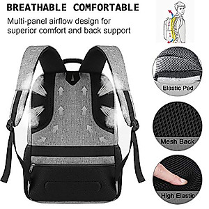 Laptop Backpack,Business Travel Anti Theft Slim Durable Laptops Backpack with USB Charging Port,Water Resistant College Computer Bag for Women & Men Fits 15.6 Inch Laptop and Notebook - Grey