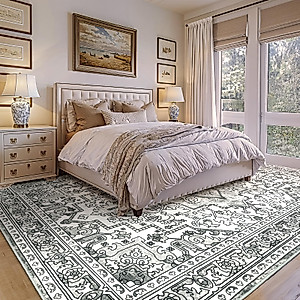 Shilucheng 8x10 Area Rugs for Living Room,Low-Pile Rug with Non Slip,Floor Carpet Pet Friendly,Machine Washable Rug Clearance for Bedroom Dining Room (Grey)