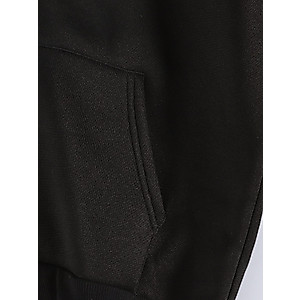 GORGLITTER Men's Color Block Long Sleeve Zip Up Hoodie Cartoon Graphic Drawstring Hooded Sweatshirt Tops Black and Khaki Medium