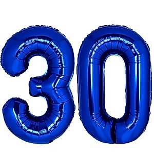 40 Inch Giant Navy Blue Number 30 Balloon, Helium Mylar Foil Number Balloons for Birthday Party, 30th Birthday Decorations for kids and adults, 30 Year Anniversary Party Decorations Supplies