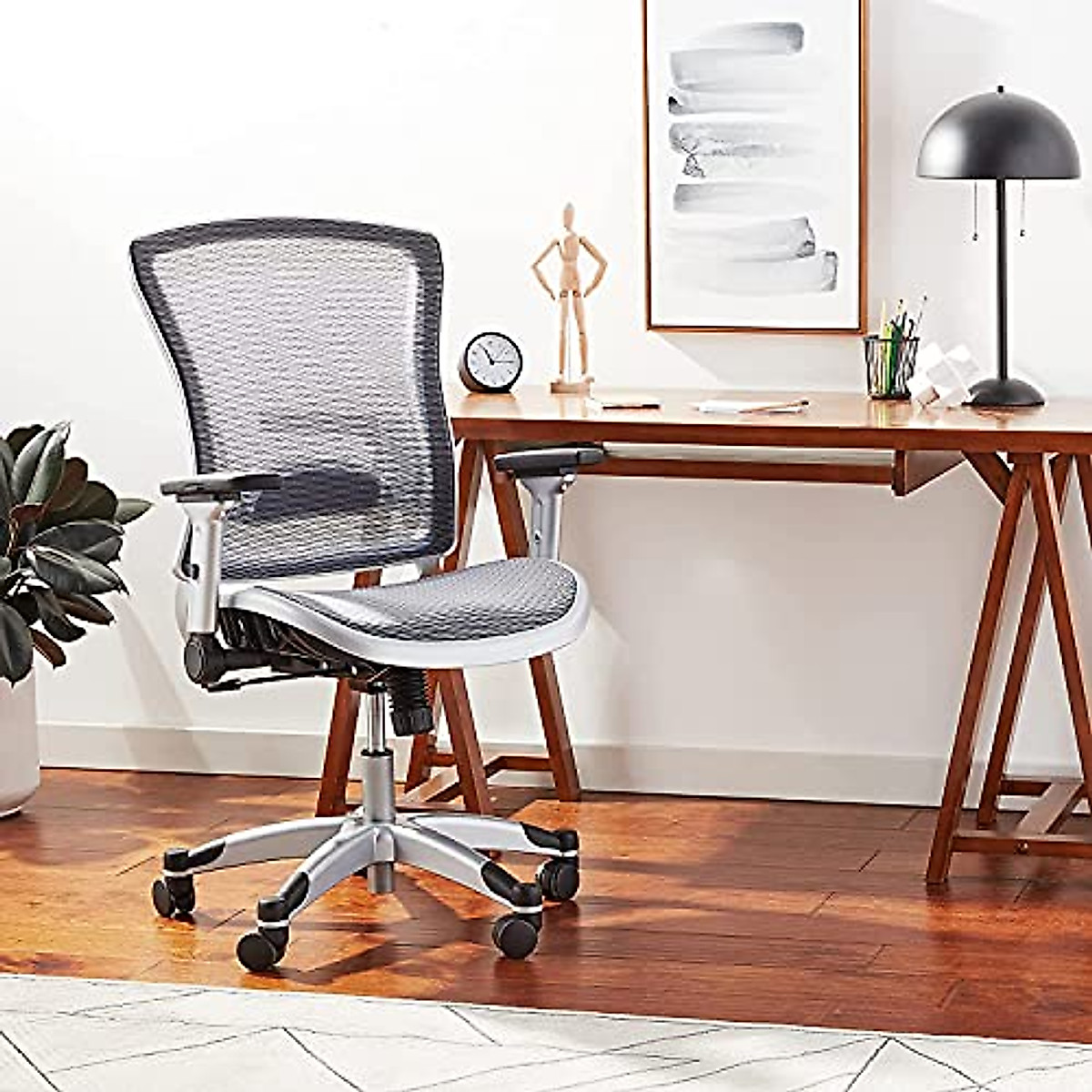 Space Seating 317 Series Executive Light Air Grid Office Chair with Breathable Mesh Back, Lumbar Support, 2-to-1 Synchro Tilt Control and Adjustable Tension, Platinum Finish