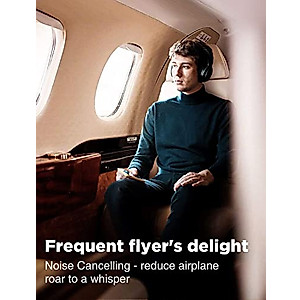 Qisebin Active Noise Cancelling Headphones, SE7 Bluetooth Headphones with Microphone Deep Bass Wireless Headphones Over Ear, Comfortable Protein Earpads, 30 Hours Playtime for Travel/Work, Black