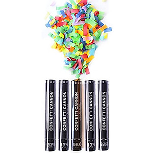 Legend & Co. 12 Inch Confetti Cannons Multicolor, (5 Pack) Biodegradable and Air Powered | Launches 20-25ft | Celebrations, New Year's Eve, Birthdays and Weddings