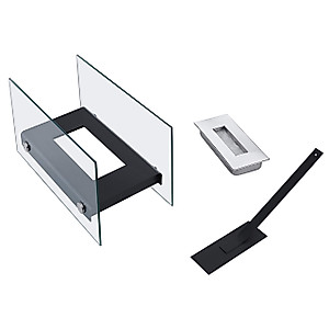 Danya B. Rectangular Tabletop Smokeless Fireplace with Clear Glass Panels, Indoor/Outdoor Use, Ventless, Portable, 7.5" H x 6.75" D x 13.25" W, Modern Matte Black Metal Fire Pit, Bio-Ethanol Fuel