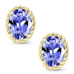 Gem Stone King 14K Yellow Gold 8X6MM Oval Gemstone Birthstone Earrings | Yellow Gold Earrings for Women