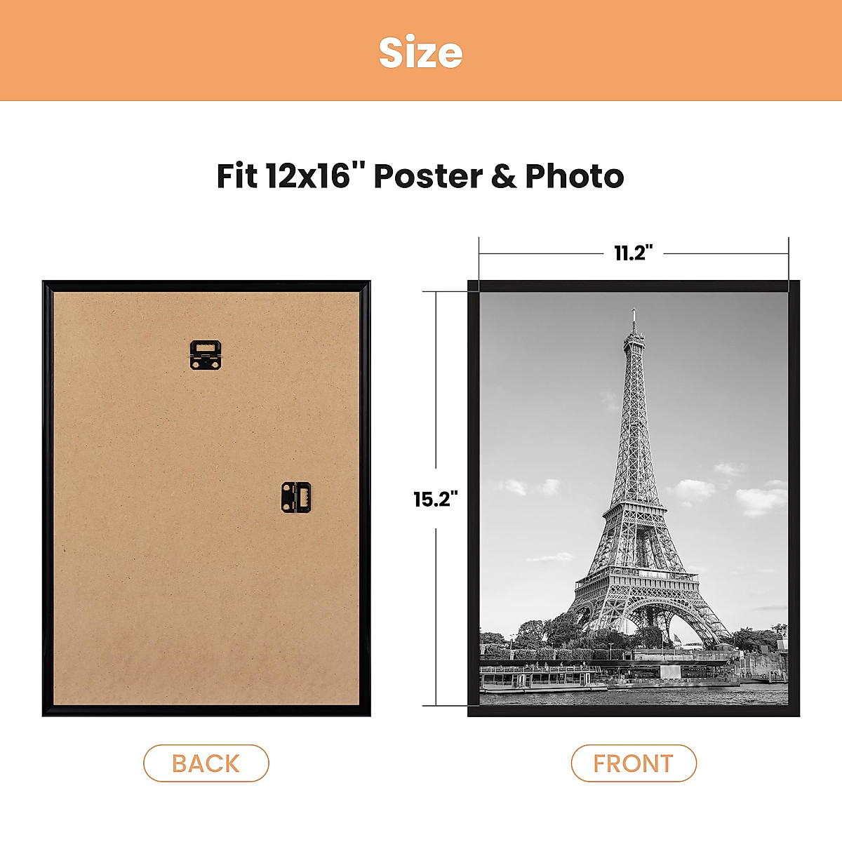upsimples 12x16 Frame Black 3 Pack, Picture Frames 12 x 16 for Horizontal or Vertical Wall Mounting, Scratch-Proof Wall Gallery Photo Frame