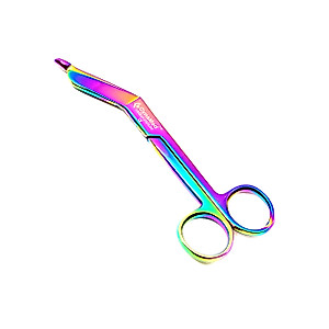 SET of 2 EACH PREMIUM GERMAN STAINLESS NURSES DOCTOR LISTER BANDAGE SCISSORS 7.25" + 5.5" MULTI TITANIUM COLOR RAINBOW STAINLESS STEEL-CYNAMED BRANDED-A+QUALITY GUARANTEED …