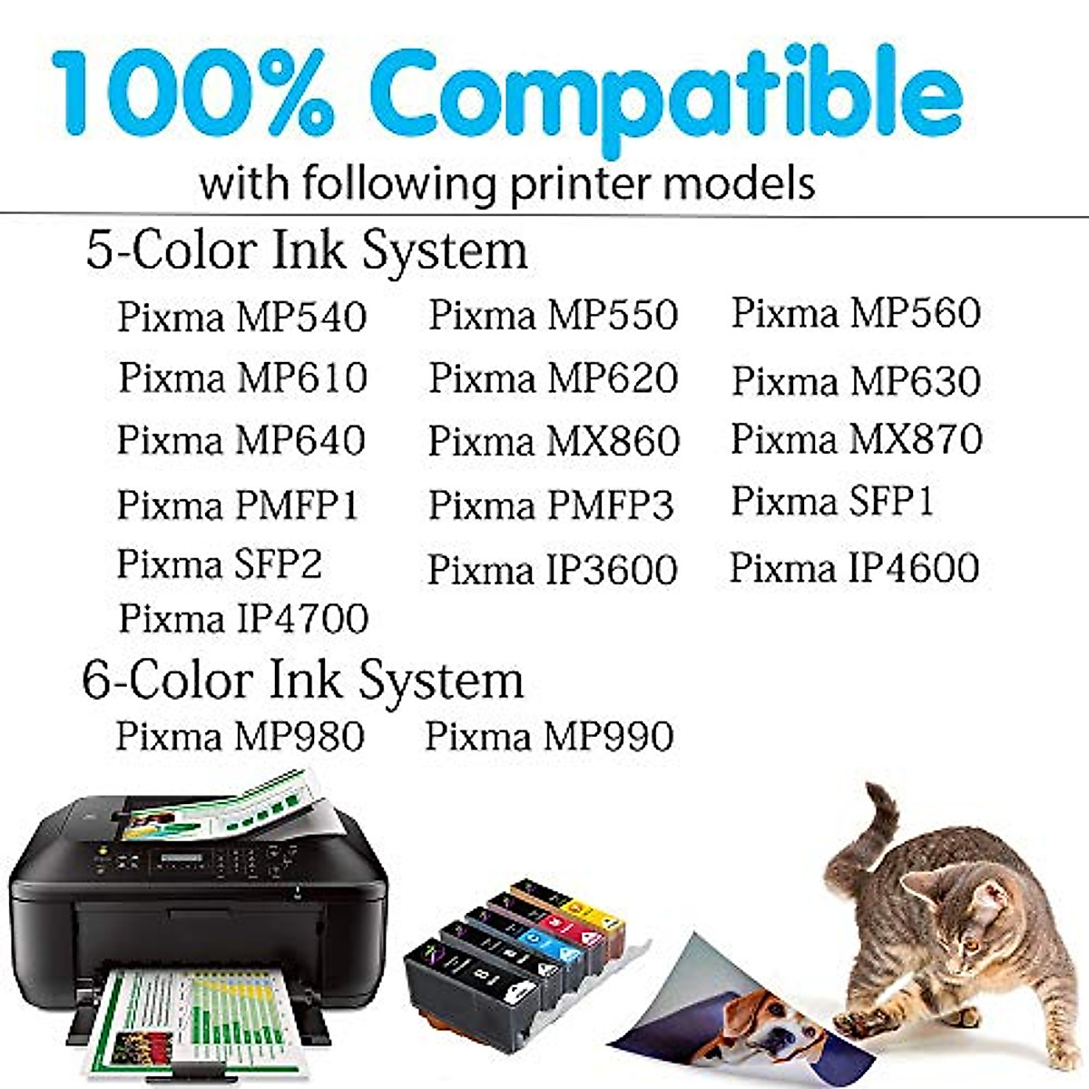 Tuobo PGI-220 CLI-221 Ink Cartridges Compatible with Canon 220XL for PIXMA IP3600 IP4600 IP4700 MX860 MX870 MP560 MP620 MP620B MP640 MP980 MP990 PMFP1 PMFP3 SFP1 Printer (30 PCS Without Grey)