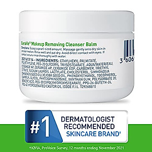CeraVe Cleansing Balm | Hydrating Makeup Remover with Ceramides and Plant-based Jojoba Oil for Face Makeup | Non-Comedogenic Fragrance Free Non-Greasy Makeup Remover Balm for Sensitive Skin|1.3 Ounces