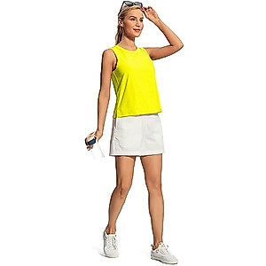 Hiverlay Workout Tank Tops for Women Sleeveless Athletic Cropped Tank Top Sports Gym Muscle Running Shirts Blazing Yellow XXL
