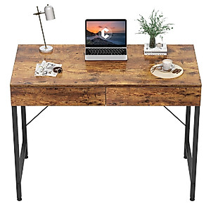 CubiCubi Computer Desk with 2 Storage Drawers, 40 inch Home Office Writing Desk, Study Table for Small Space, Rustic