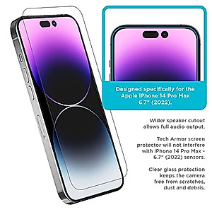 Tech Armor 4 Pack HD Clear Film Screen Protector Compatible for Apple NEW iPhone 14 Pro Max 5G 6.7 Inch 2022