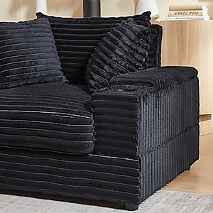 Verfur Oversized Chaise Lounges Indoor - 43.3" Deep Seat Sectional Sofa Corner Couch with Movable Ottoman, Storage Armrest & Cupholders- Plush Corduroy Upholstered Lounge Chair for Living Room Office