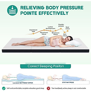 Folding Mattress, Twin Size Foldable Mattress Topper with Washable Cover, Portable Memory Foam Trifold Mattress for Camping, Guest, Yoga, Travel, Certipur-US Certified, 3 Inch, Narrow Twin