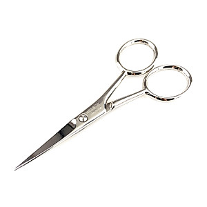 Henbor Italy Mustache & Beard Scissors - Premium Nickel Plated Special C45 Carbon Steel Professional Grooming Tool Mustache and Beard Hair Care | Handcrafted in Premana Italy |