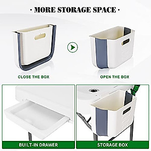Allpop Folding Fish Cleaning Table with 2 Sinks, 42.5’’ Portable Camping Fish Fillet Station with Faucet, Spray Nozzle, Drain Hose, Storage Box, Built-in Drawer& Knife Groove for Picnic, White