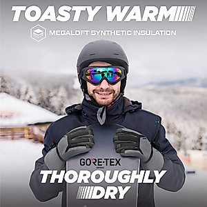Gordini Men's Gore-Tex Gloves for Cold Weather & Wind Snowboard & Skiing Adjustable Straps Keeping Waterproof Insulated Warm for Winter