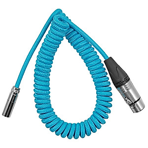 KONDOR BLUE Mini XLR Male to XLR Female Audio Cable for BLACKMAGIC Pocket 4K/6K Camera Video Assist | Pro XLR Adapter for Microphones & Mixers. (Blue, 12"-24" Coiled | 1 Pack)