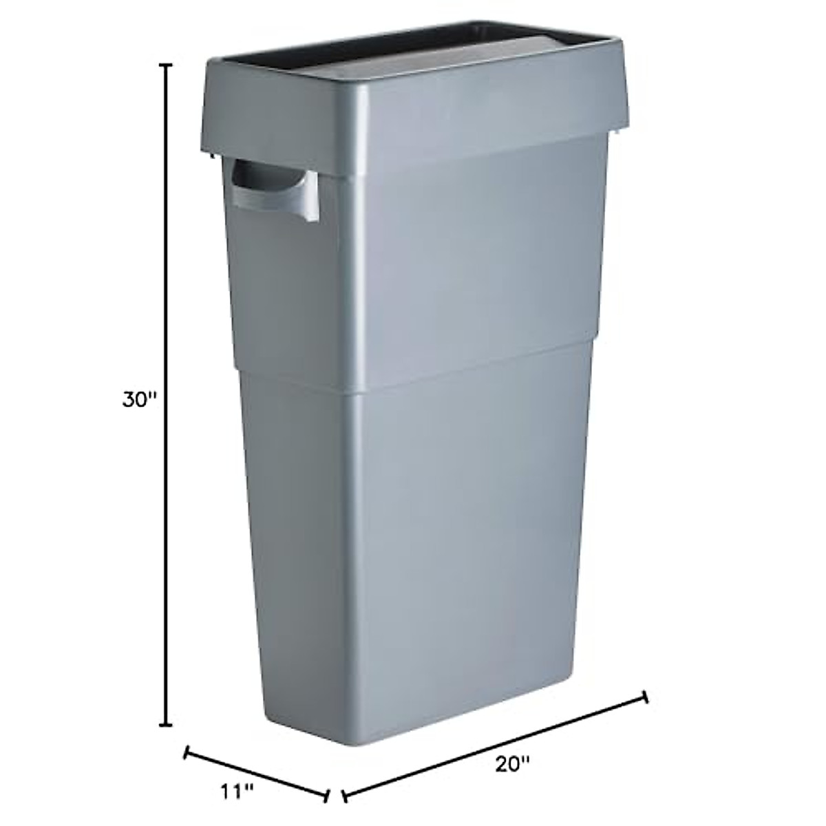 Genuine Joe 23-Gallon Slim Waste Container, 30" x 20" x 11", Gray, 4 Piece