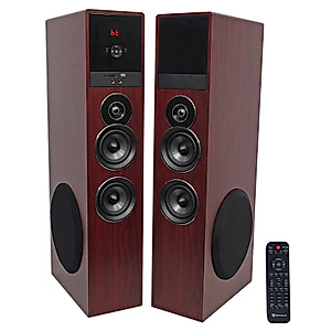 Rockville TM80C Cherry Powered Home Theater Tower Speakers 8" Sub/Bluetooth/USB