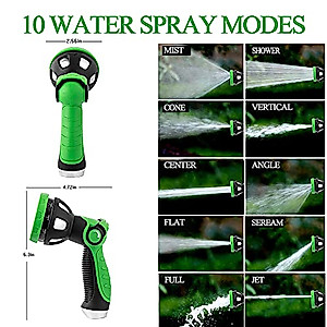Garden Hose Nozzle Sprayer Thumb Control High Pressure Pistol Grip Easy Water Control- Hose Spray Nozzle Best for Watering Plants Cleaning & Car Wash/Features 10 Spray Nozzle
