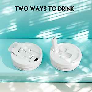 Meoky 32 oz Tumbler with Handle and Flip Straw, 100% Leakproof Tumbler with Lid and Straw, Stainless Steel Insulated Cup, Cupholder Friendly, Keeps Cold for 24 Hours (Azure)