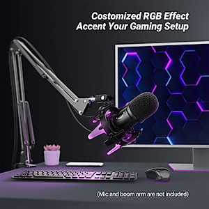 FIFINE RGB Microphone Shock Mount for Vibration Isolation, Easy Mic Holder, Compact Protection - SK78