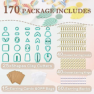 TAINSKY Polymer Clay Cutters Set, 25 Shapes Clay Earring Cutters with 145 Earrings Accessories for Polymer Clay Jewelry Making