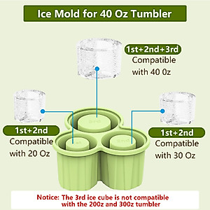 AKIKI Ice Cube Tray for Tumbler Cup, Silicone Ice Cube Molds With Lid and Clip for Freezer, Chilling Cocktails, Whiskey, Juice, Ice Drinks, Coffee,Compatible with 30-40Oz Tumbler (Citron), BG001