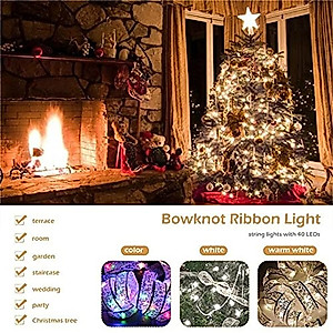 YUNAIYI Christmas Decor Ribbon Light Strings Extra Long 5M 50 Lights Battery Powered Enengy-Saving Waterproof Fairy Led Strip Lights for Bedroom Patio Garden Party Home Christmas Decoration, White