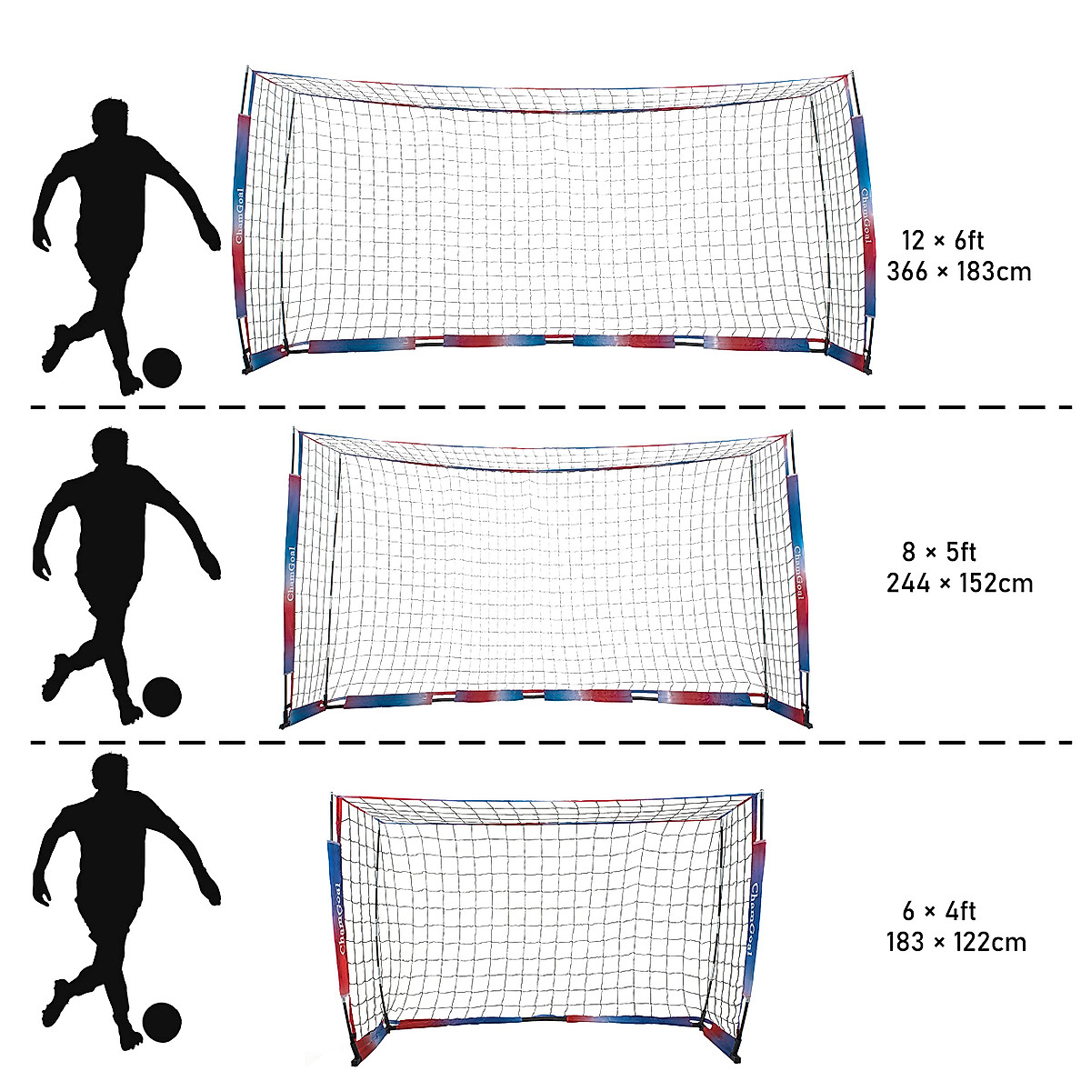ChamGoal Portable Soccer Goal Net for Backyard,Sports Net Instant Portable Collapsible Soccer Net, All Ages & Skill Level&Anywhere,for Training & Scrimmages,1 Goal + 1 Carry Bag(12X6 FT)