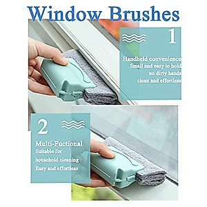 Creative Window Groove Cleaning Brush, Hand-held Crevice Cleaner Tools, Magic Window Cleaning Brush, Quickly Clean All Window Slides and Gaps 3pcs(Gray+Beige+Green)