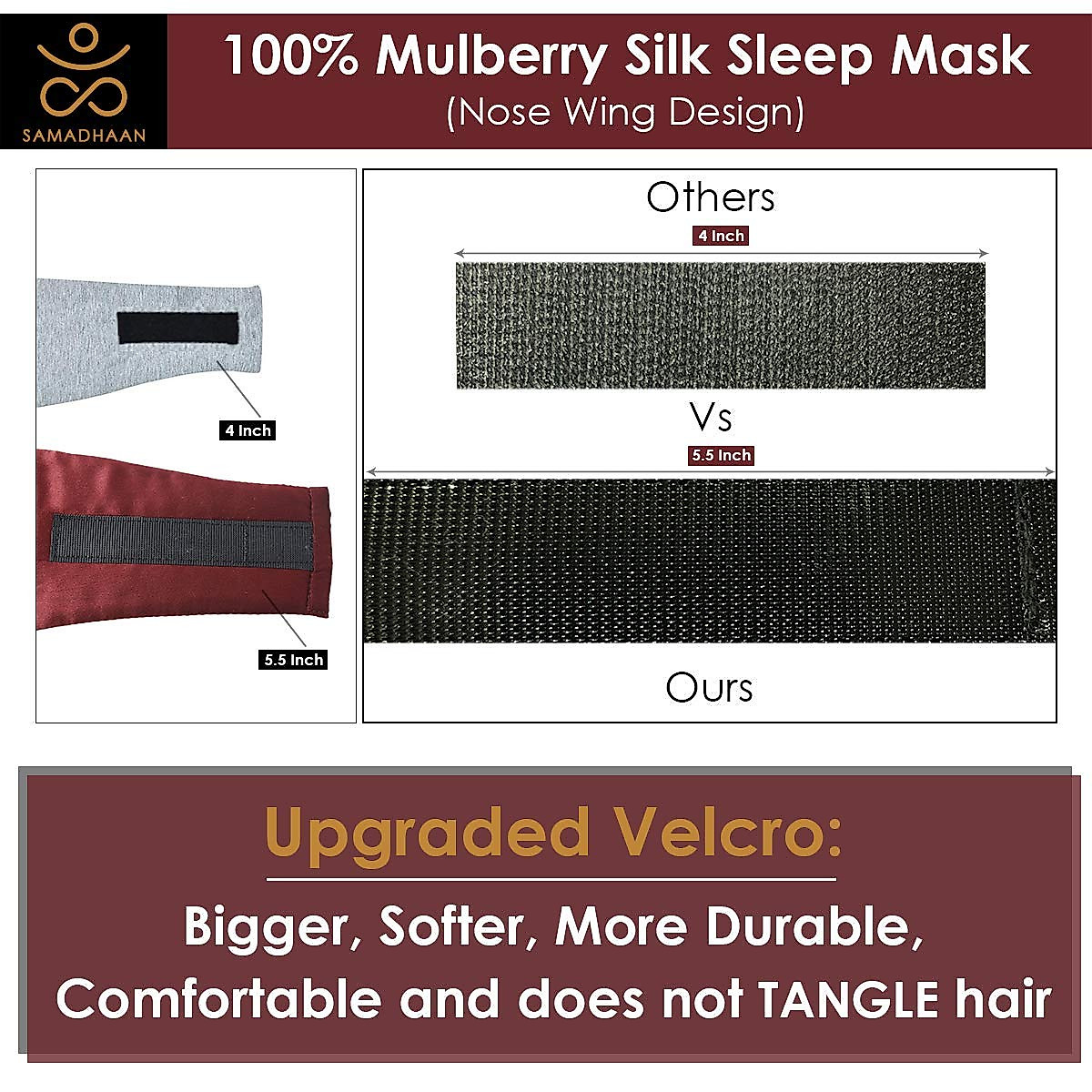 Samadhaan 100% Mulberry Silk Eye Mask for Sleeping - Sleep Face Mask for Side Sleepers Eye Mask for Men Women Adjustable Headband - Blackout Eye Mask for Sleeping - Flight Essentials (Maroon Masks)