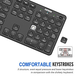 Arteck Universal Backlit 7-Colors & Adjustable Brightness Multi-Device Full Size Wireless Bluetooth Keyboard for Windows, iOS, iPad OS, Android, Computer Desktop Laptop Surface Tablet Smartphone