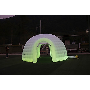 SAYOK Portable Inflatable Igloo Dome Tent with Air Blower(White, Two Doors, 16.4ft) Inflatable Event Tent Structure Night Club Party Tent Event Room for Wedding Promotion Trade Show
