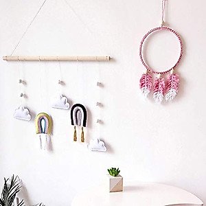 Jiecikou Wooden Wall Hanging Decor Cloud Rainbow Felt Wall Art Ornaments for Bedroom Nursery Room B