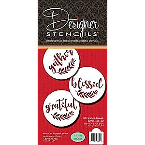 Grateful, Blessed And Gather Cookie Stencil C993 by Designer Stencils
