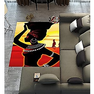 Custom African Woman Area Rugs Carpet,African Woman Modern Carpet Floor Rugs Mat for Home Living Dining Room Playroom Decoration Size 7'x5'