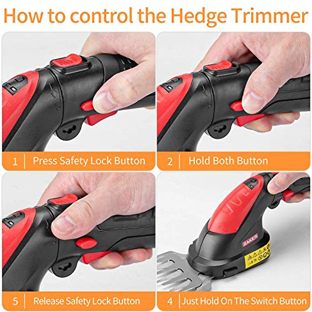 Magic Zaker Cordless Grass Shear & Hedge Trimmer - 7.2V Electric Shrub Trimmer 2-in-1 Handheld Hedge Cutter/ Grass Trimmer/ Hedge Clipper with Rechargeable Battery and Charger